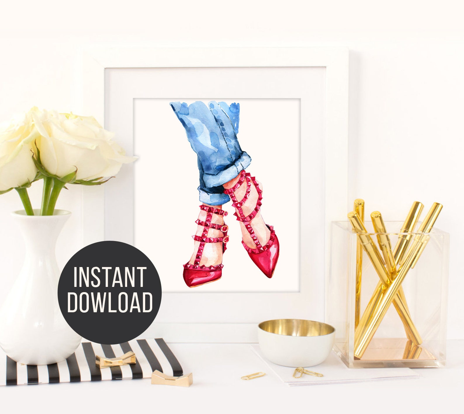 Fashion Sketch Red Shoes Art Print Shoes Illustration Shoes | Etsy