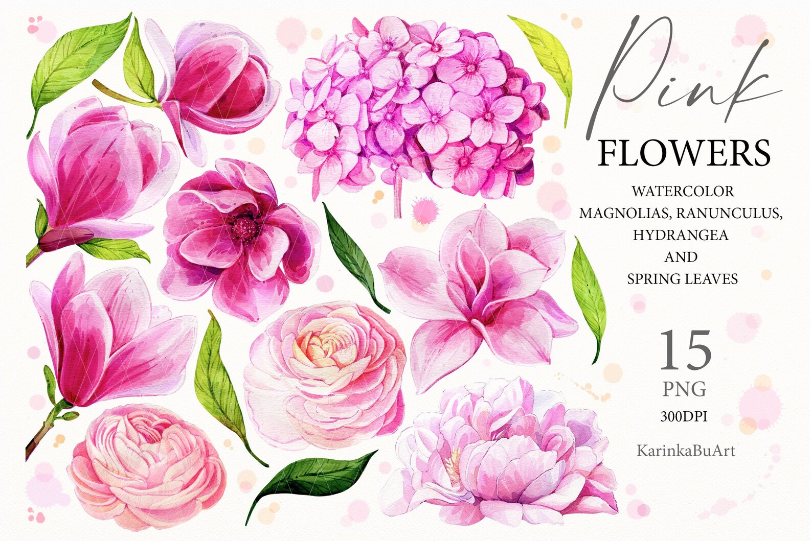 Floral Elements Boho Clipart Pink Flower Svg Spring Flowers - Etsy