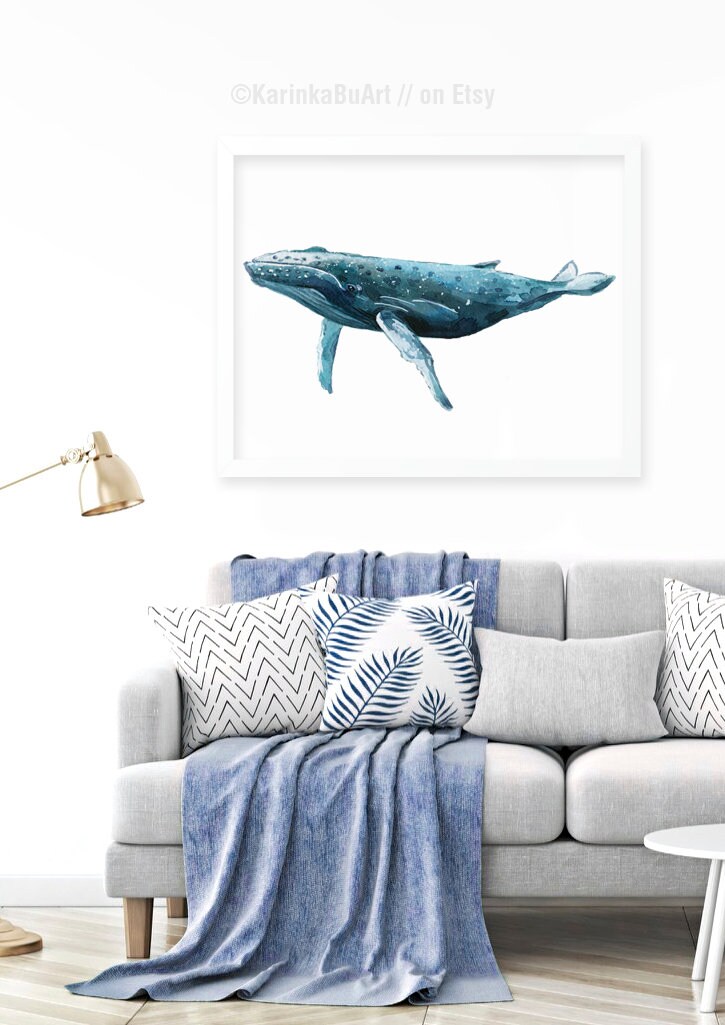 Whale print Watercolor Whale poster Wall decor whale art whale | Etsy