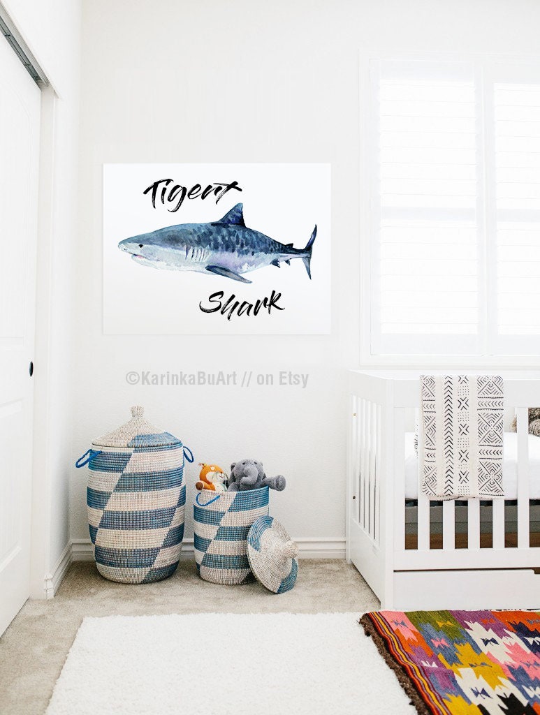 Shark decor Shark clipart Shark wall art Shark print Shark art | Etsy