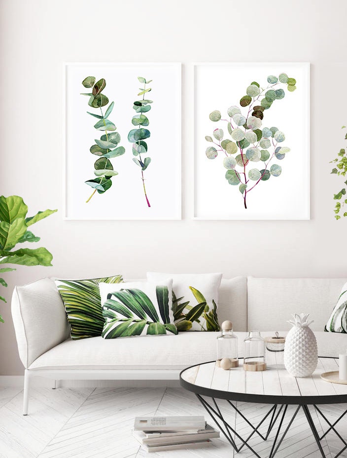 2 Eucalyptus Set Printable Wall Art Eucalyptus Bouquet Printable Art ...