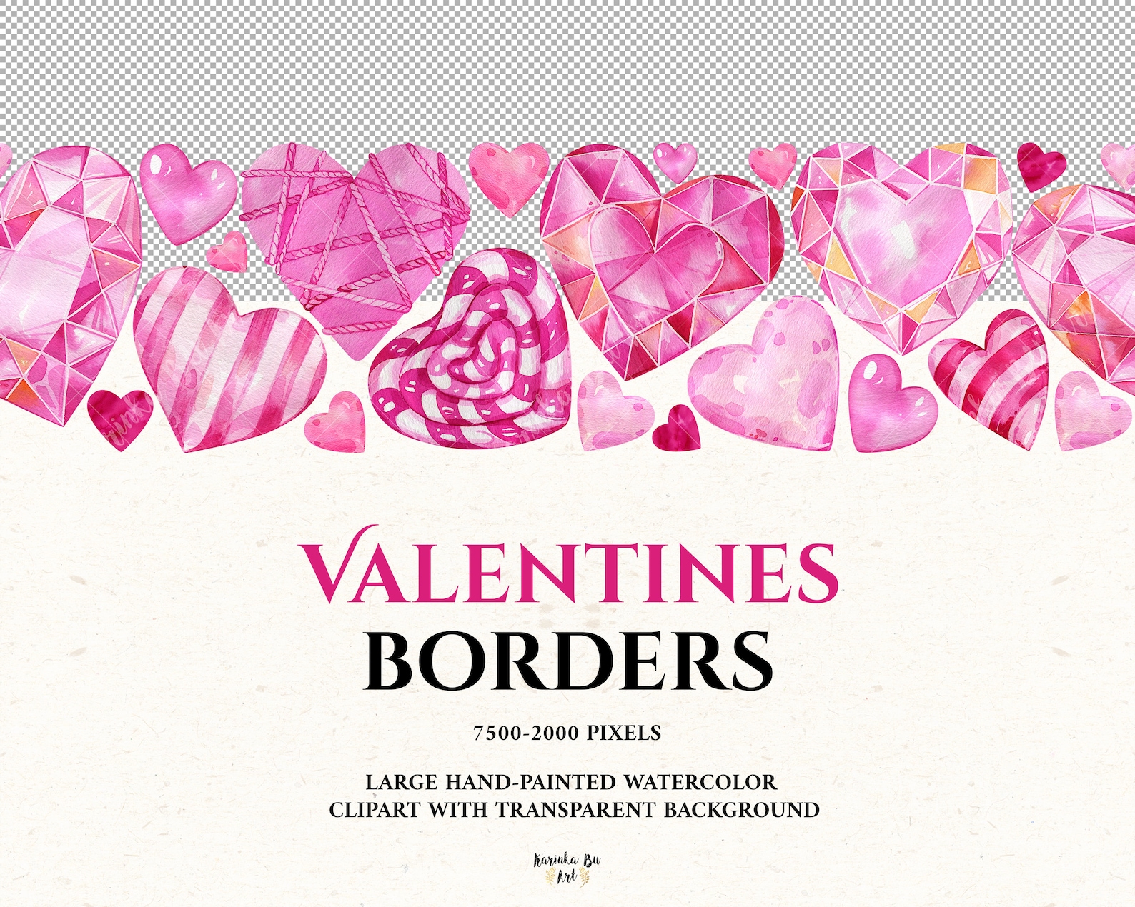 Love Valentines Day Watercolor Borders PNG Clipart. Valentines | Etsy