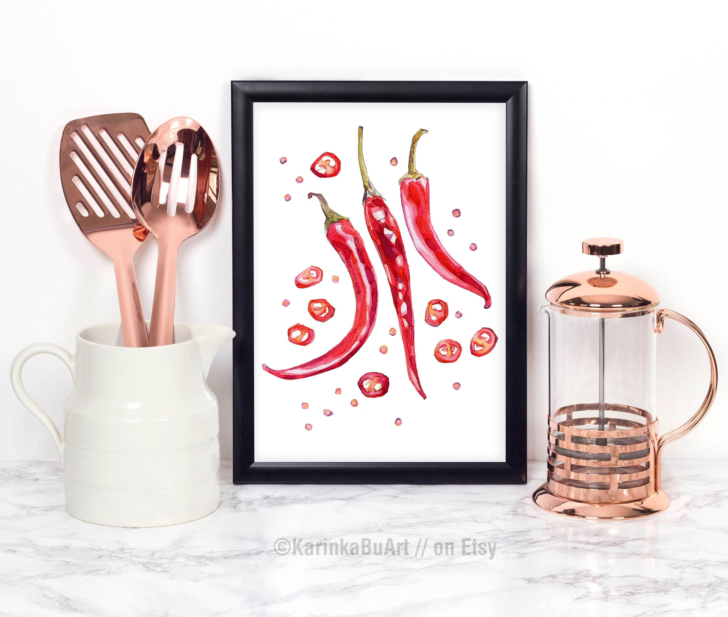 Poster Kitchen Print Printable Wall Art Watercolor Print | Etsy