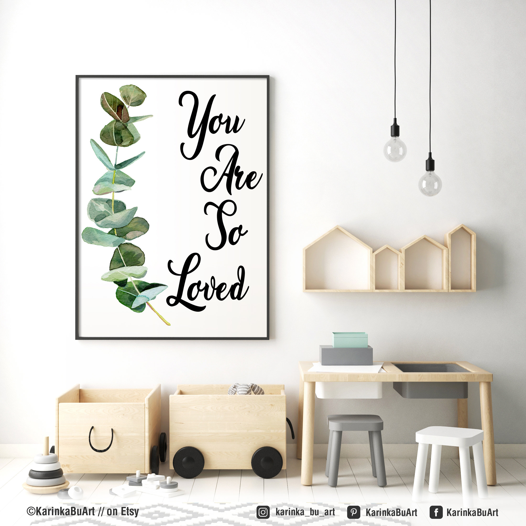 Eucalyptus Print You Are so Loved Poster Eucalyptus Bouquet | Etsy