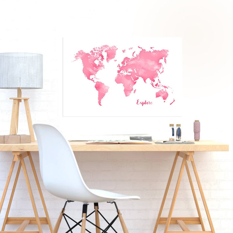World Map Wall Art World Map Poster World Map Wall Decal - Etsy