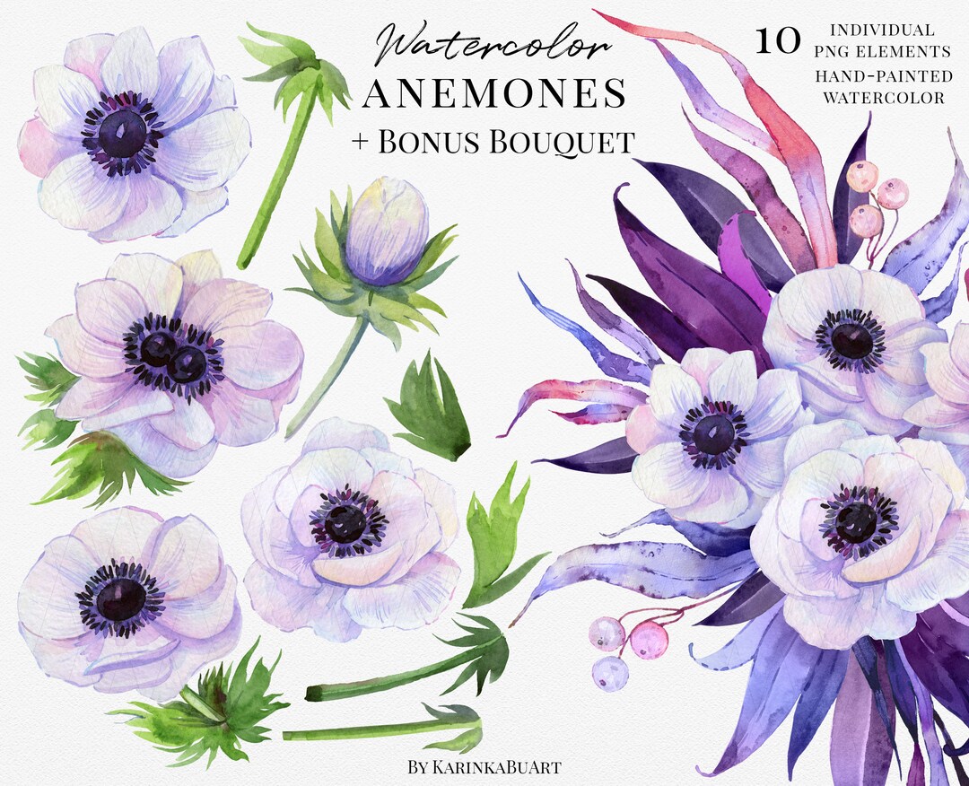 Floral Elements Boho Clipart Purple Flower Svg Individual Elements ...