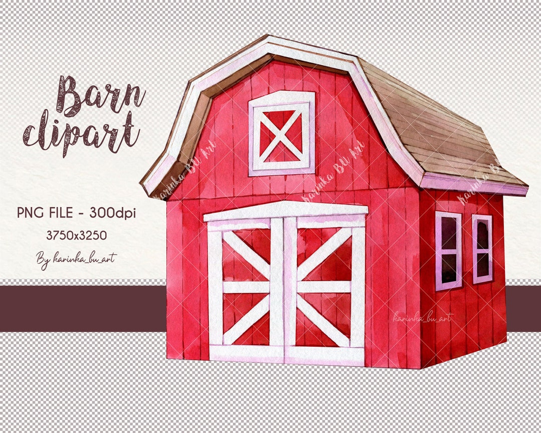 Watercolor Barn. Watercolor Clipart Baby Shower Cute Clipart - Etsy