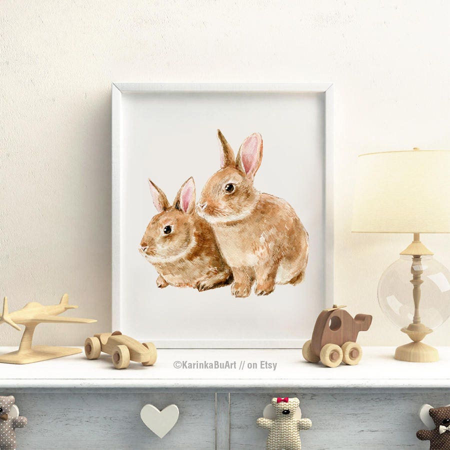 Bunny Rabbit Printable Watercolor Decor Idea Bunny Decor for | Etsy