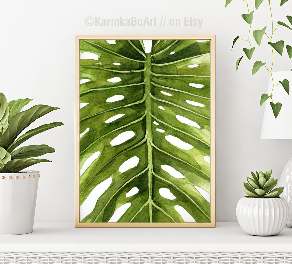 Monstera Leaf Botanical Wall Art Print Tropical Monstera Etsy