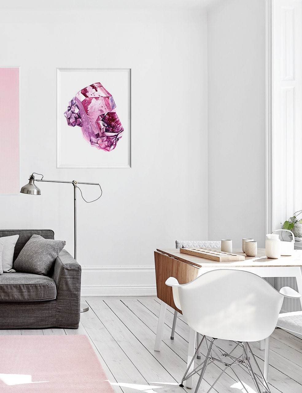 Watercolor Painting Crystal Painted Rocks Mineral Poster Print | Etsy