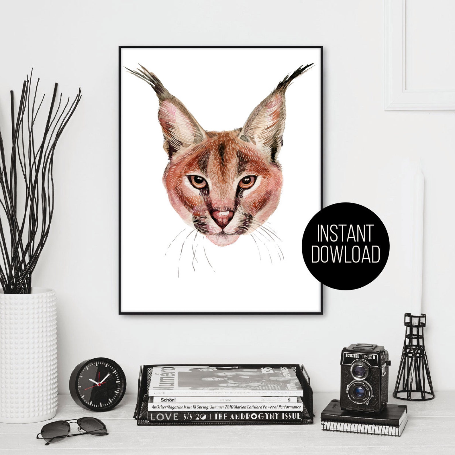 Caracal Print Power Animal Big Cat Lover Gift Cougar Print - Etsy