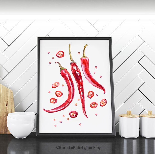 Poster Kitchen Print Printable Wall Art Watercolor Print | Etsy