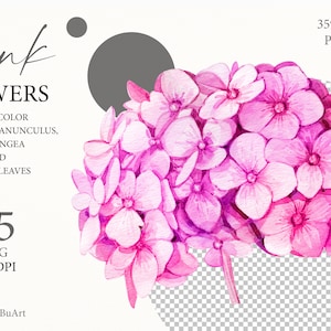 Floral Elements Boho Clipart Pink Flower Svg Spring Flowers Individual ...