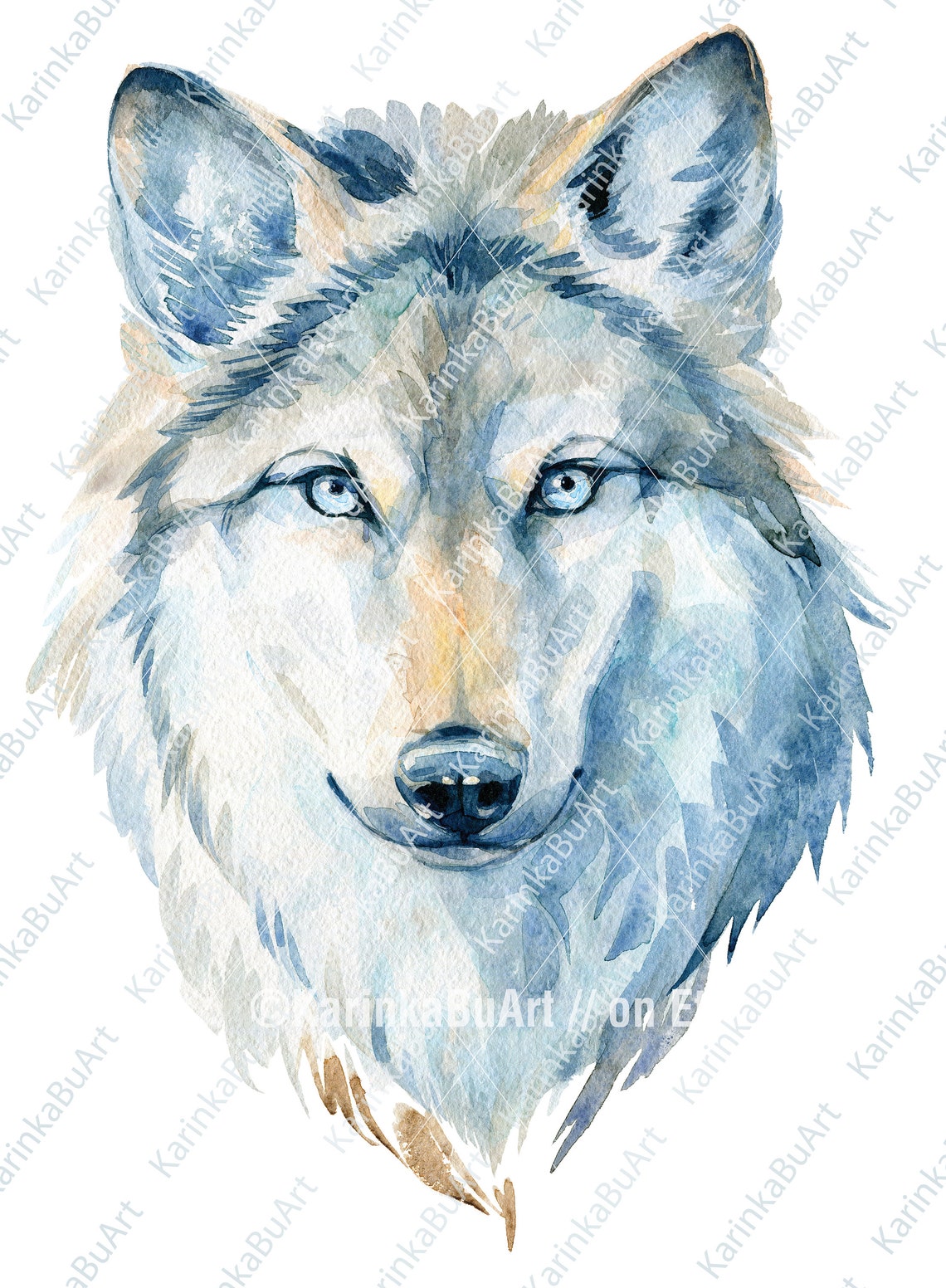 Wolf Watercolor Printable. Digital Download Print Watercolor | Etsy