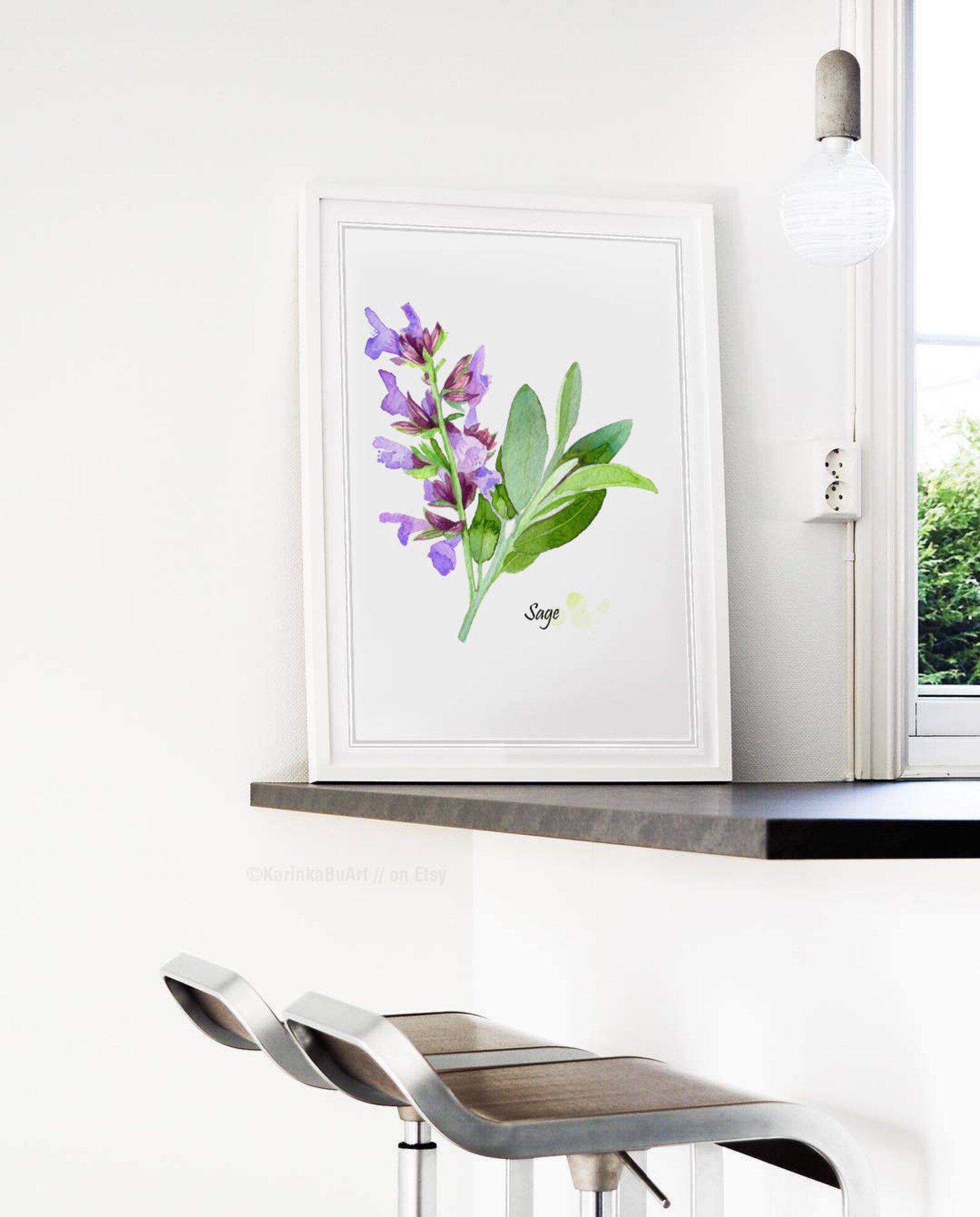 Watercolor print Botanical print kitchen poster Personalized | Etsy