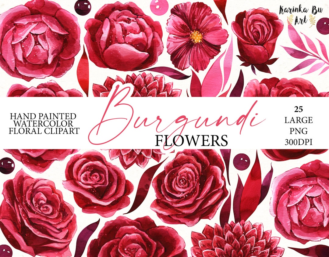 Floral Elements Boho Clipart Purple Flower Svg Marsala Flowers ...