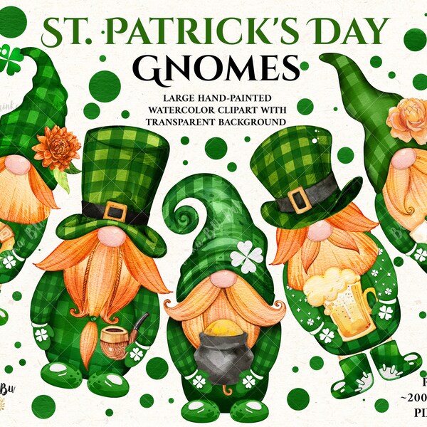 St. Patricks Day Gnome Clipart - Etsy