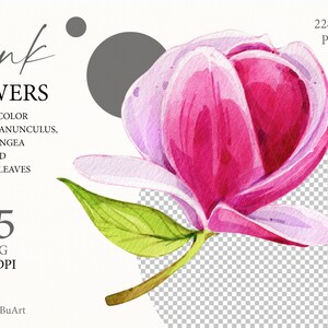 Floral Elements Boho Clipart Pink Flower Svg Spring Flowers Individual ...