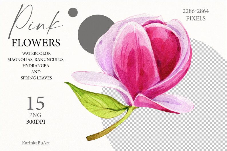 Floral Elements Boho Clipart Pink Flower Svg Spring Flowers Individual ...