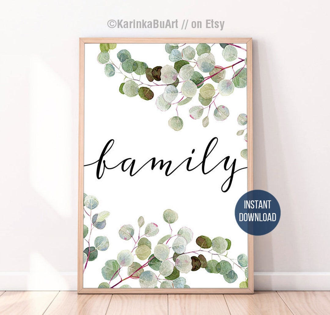 Family Poster Eucalyptus Print Eucalyptus Bouquet Poster Watercolor ...