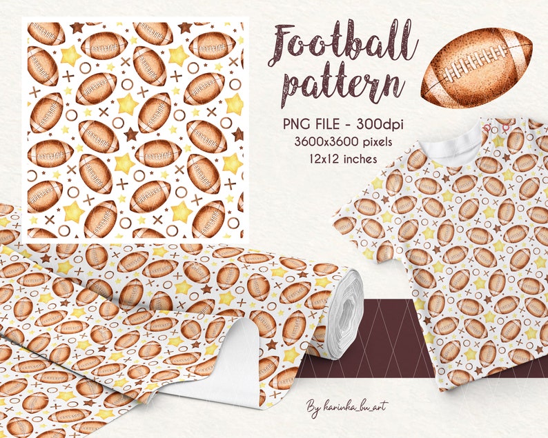 American Football Seamless Pattern, Football Fabric Gift Wrap Baby Boy ...