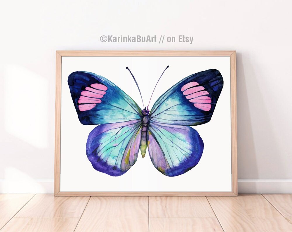 Watercolor butterfly poster Butterfly wall art Butterfly | Etsy