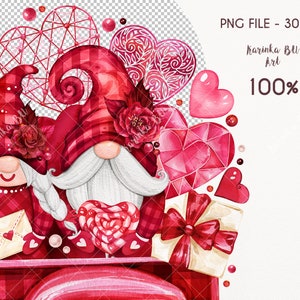 Valentine Gnome Couple Clipart Valentines Day Truck. Sublimation ...