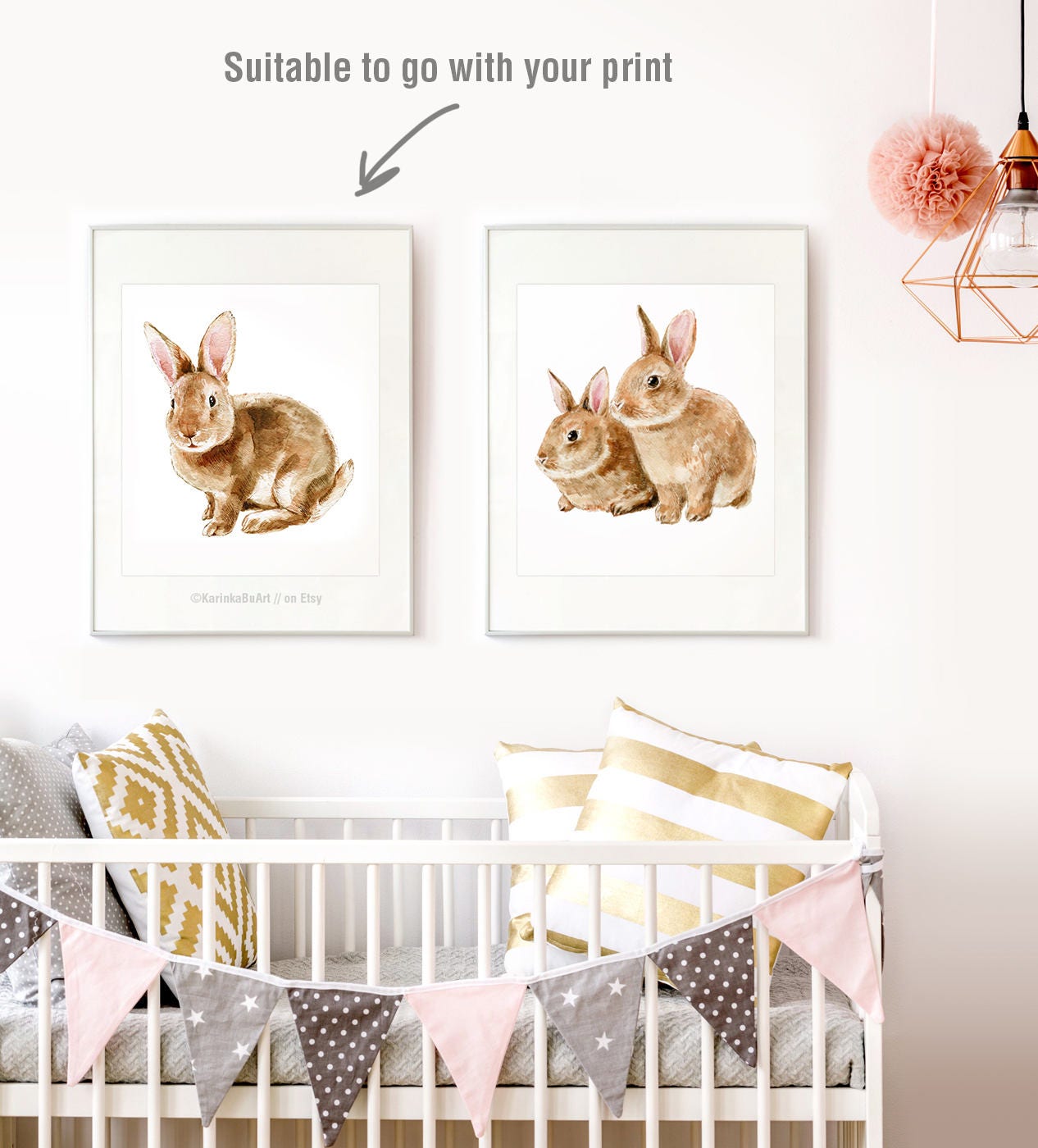 Bunny Rabbit Printable Watercolor Decor Idea Bunny Decor for Nursery ...