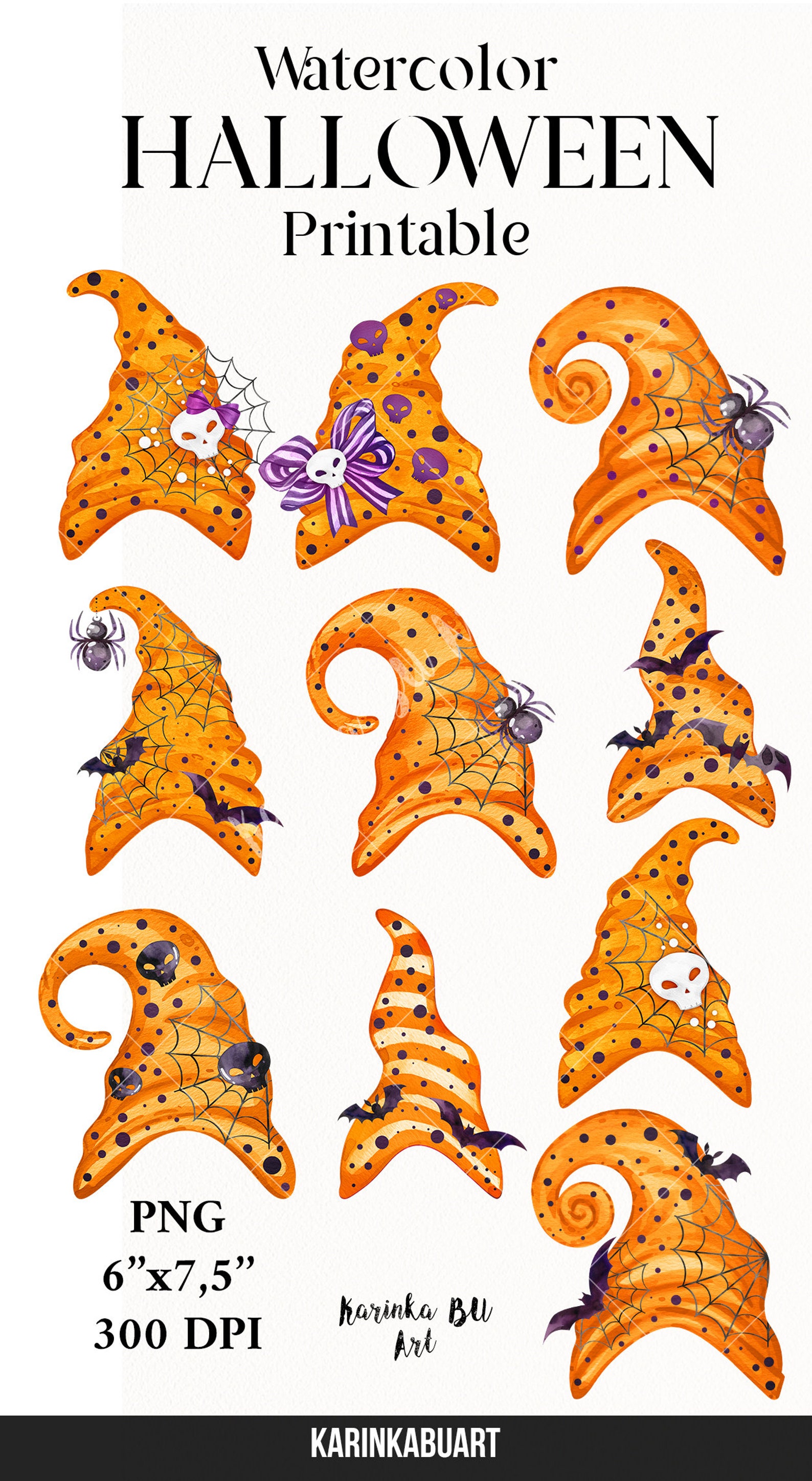 Halloween Gnome Hat Png Watercolor Halloween Clipart Halloween Decor ...