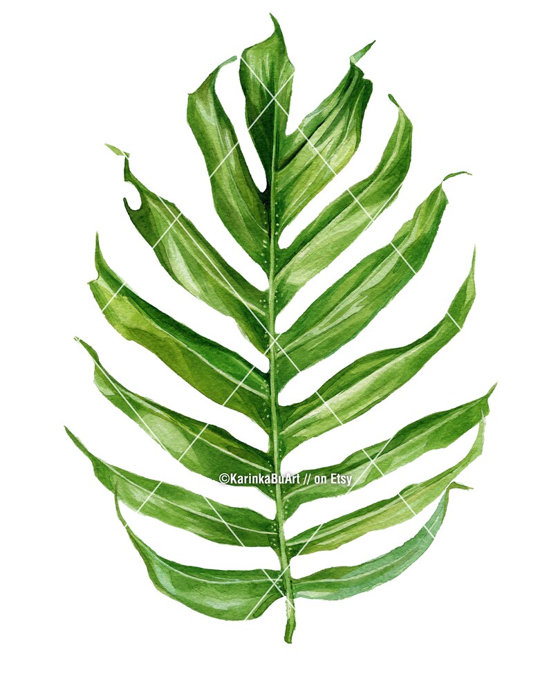 Palm leaf print Watercolor Painting Poster . Home decor | Etsy