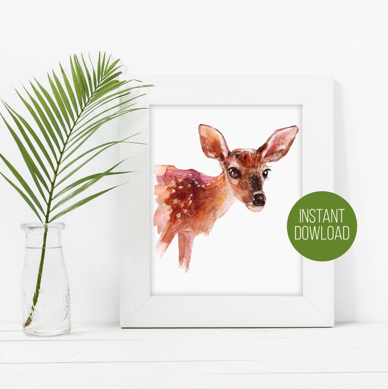 Baby Deer Printable Fawn print Woodland Nursery Gender Deer | Etsy