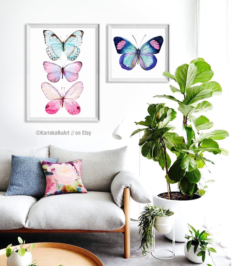 Watercolor butterfly poster Gallery wall set Butterfly svg | Etsy