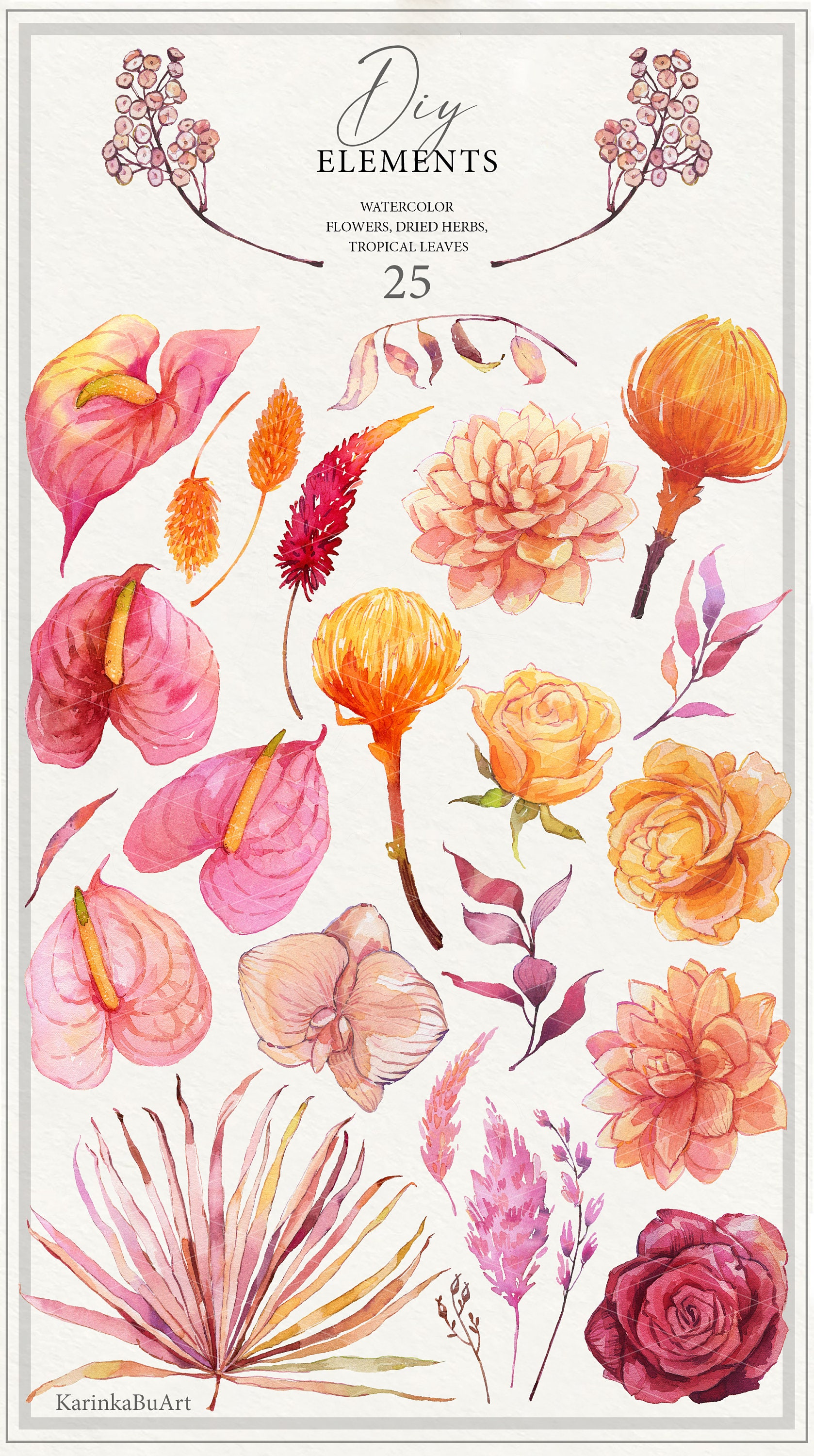Floral Elements Boho Clipart Purple Flower Png Marsala Flowers ...