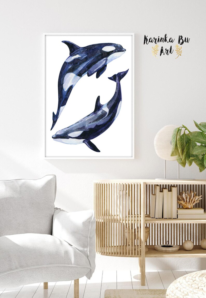 Orca Painting Killer Whale Print Watercolor Print Poster Sea - Etsy