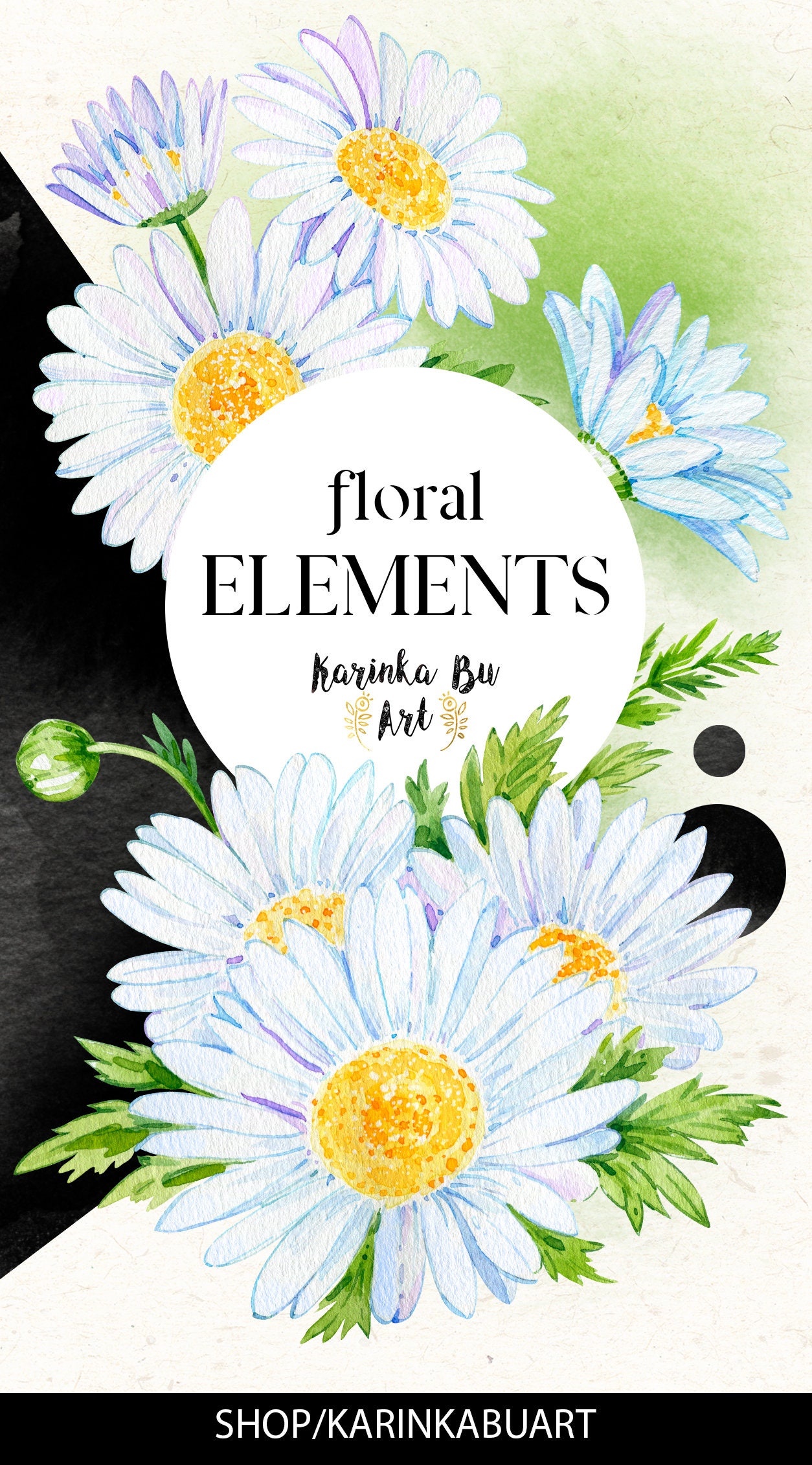 Watercolor Daisy Flower Clipart. Spring Meadow. Camomile Png. - Etsy