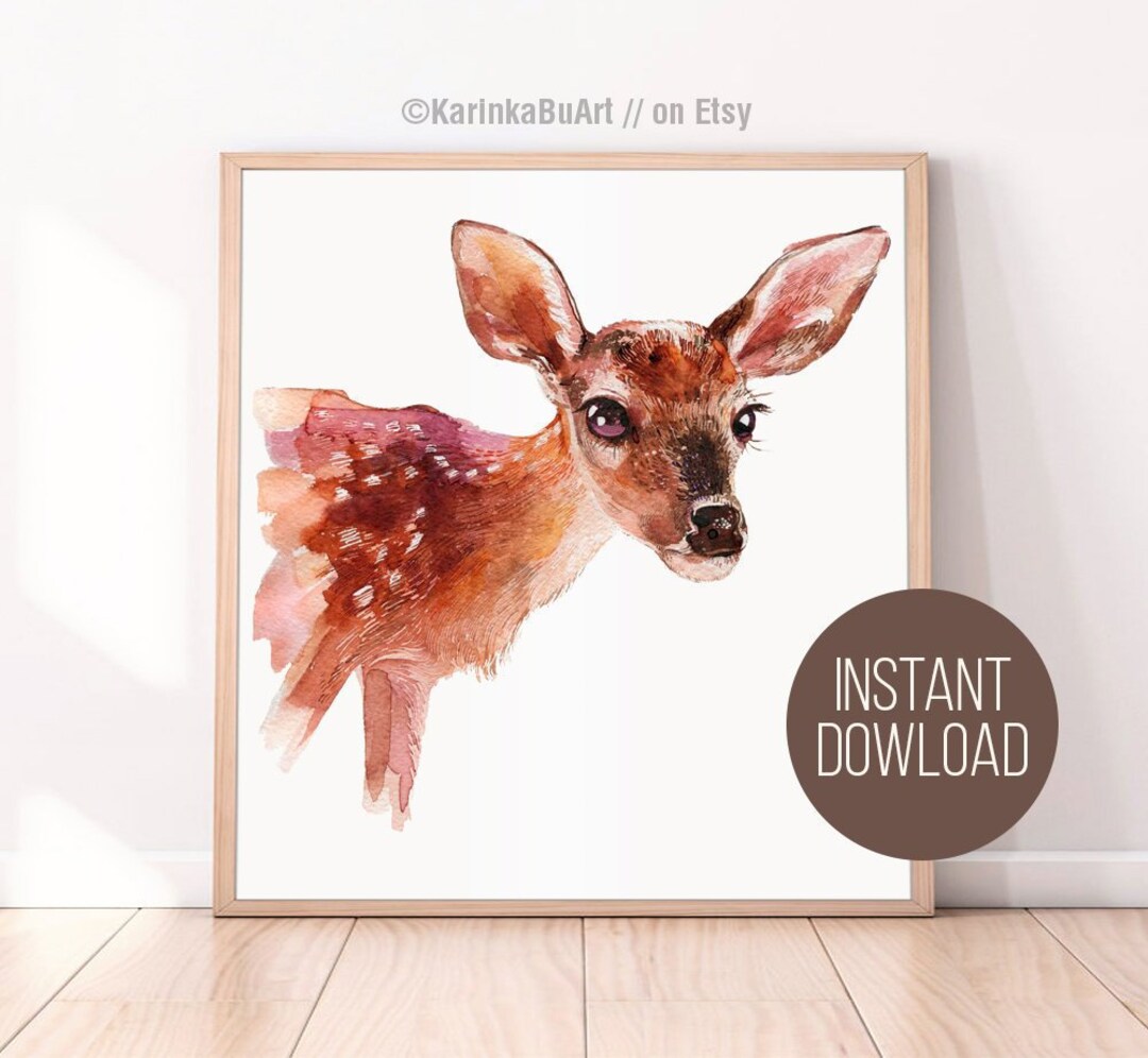 Baby Deer Printable Fawn Print Woodland Nursery Gender Deer - Etsy