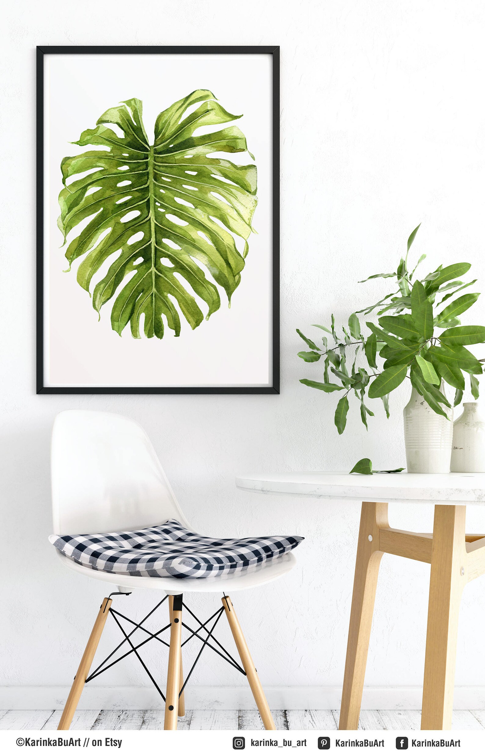 Monstera Wall Art Watercolor Painting Monstera Print Tropical | Etsy