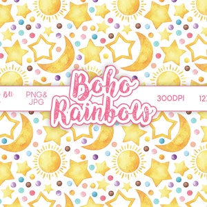 Scrapbook Paper. Pink Rainbow Png Watercolor Clipart Baby Shower Cute ...