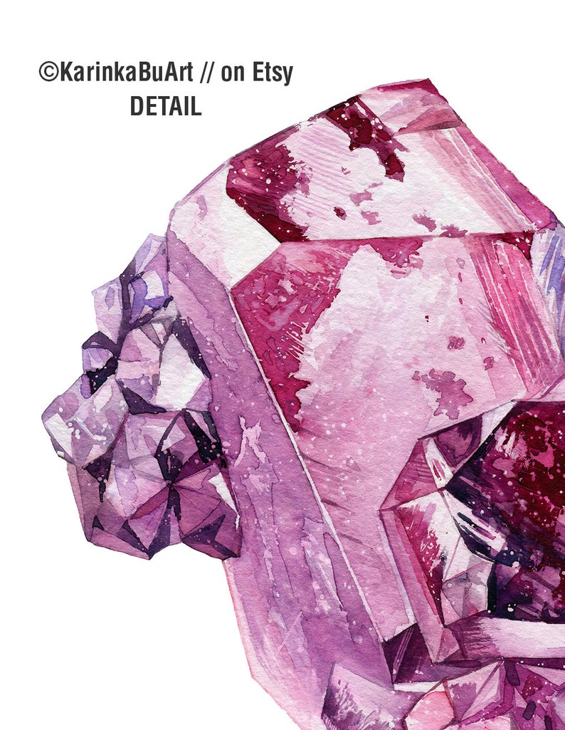 Watercolor Painting Crystal Painted Rocks Mineral Poster Print - Etsy