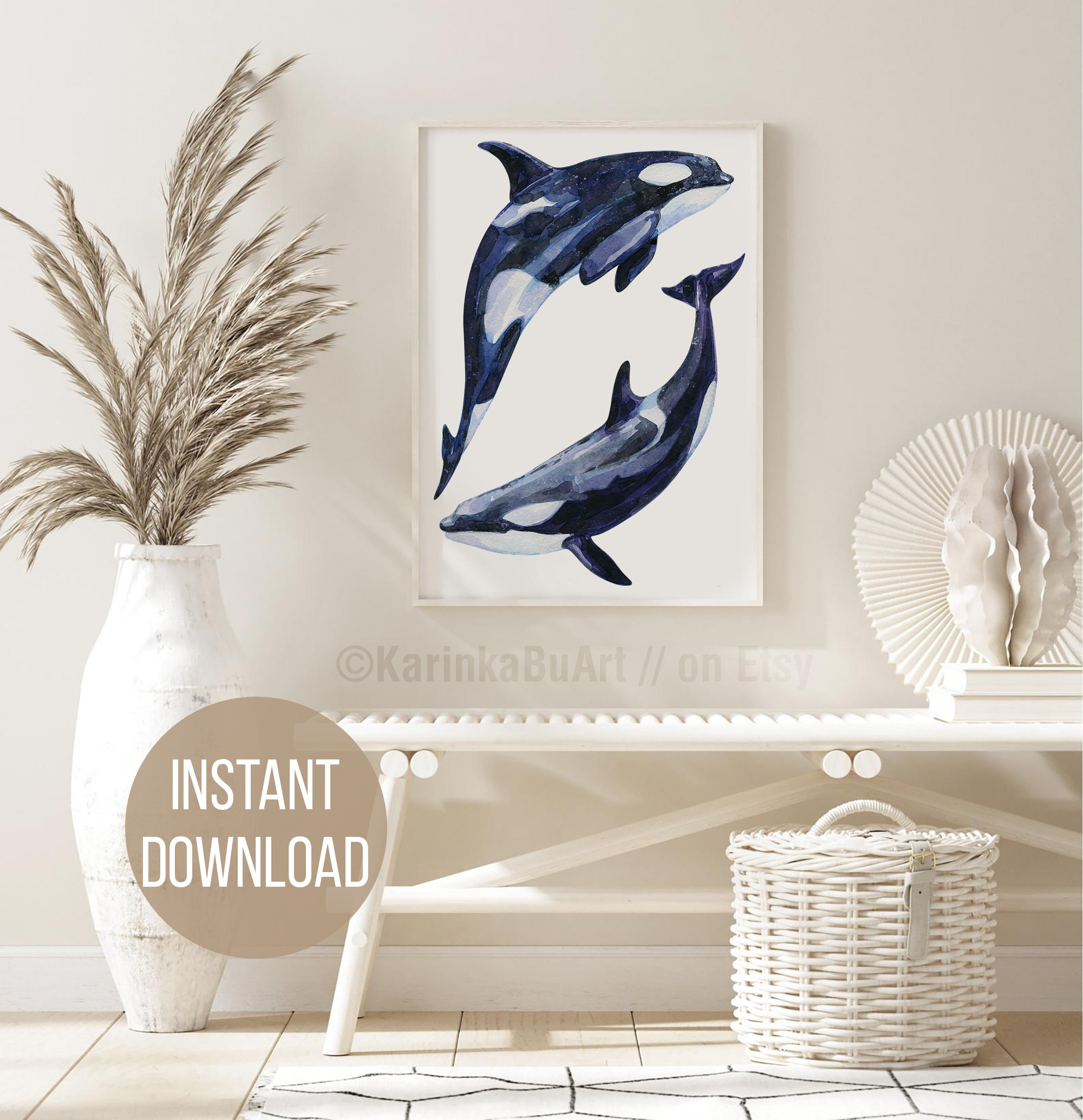 Orca Painting Killer Whale Print Watercolor Print Poster Sea | Etsy
