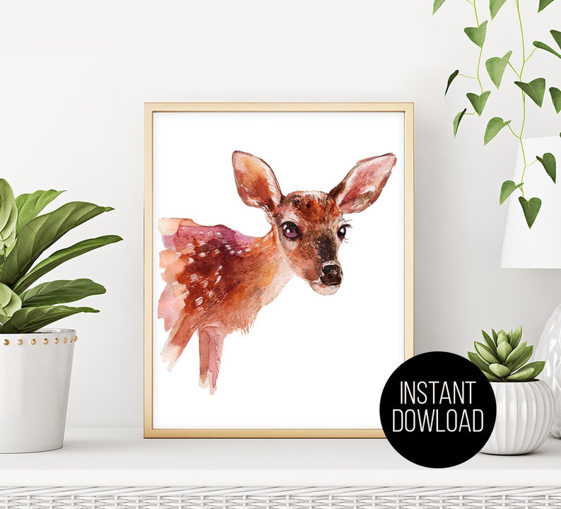 Baby Deer Printable Fawn Print Woodland Nursery Gender Deer - Etsy