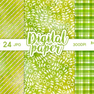 24 Green and Gold Digital Paper. Seamless Pattern Textures. Scrapbook ...