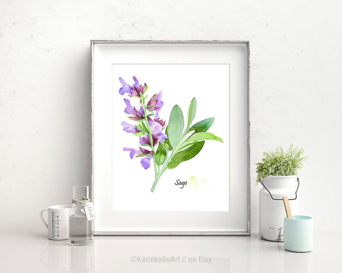 Watercolor print Botanical print kitchen poster Personalized | Etsy