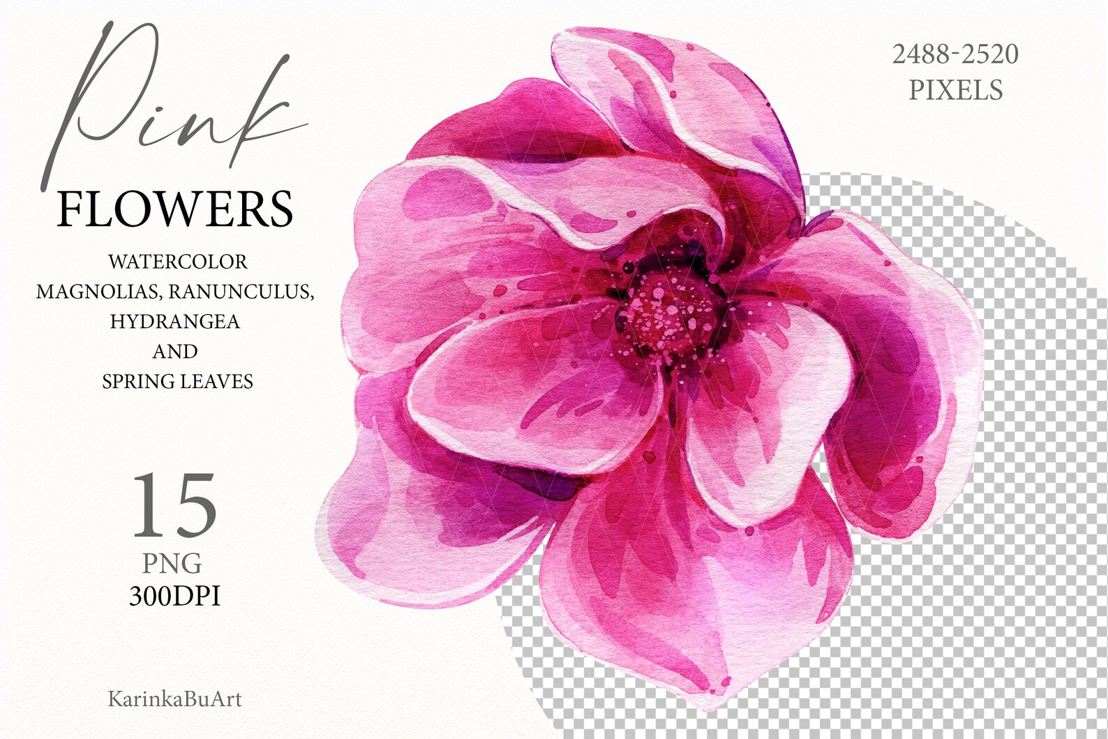 Floral Elements Boho Clipart Pink Flower Svg Spring Flowers - Etsy