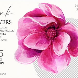 Floral Elements Boho Clipart Pink Flower Svg Spring Flowers Individual ...