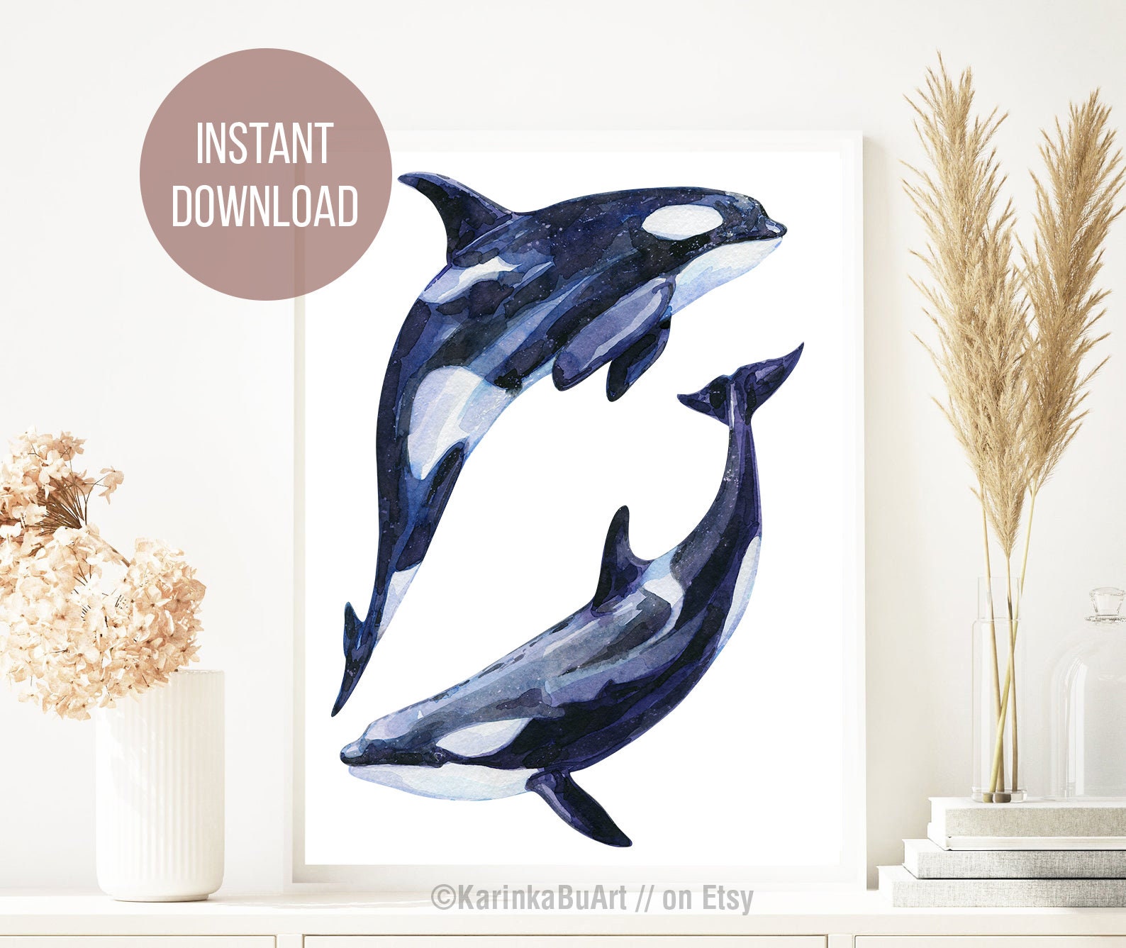 Orca Painting Killer Whale Print Watercolor Print Poster Sea | Etsy