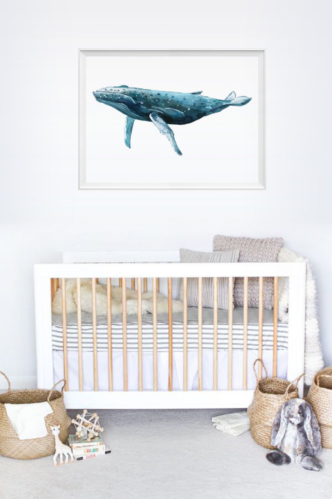 Whale print Watercolor Whale poster Wall decor whale art whale | Etsy