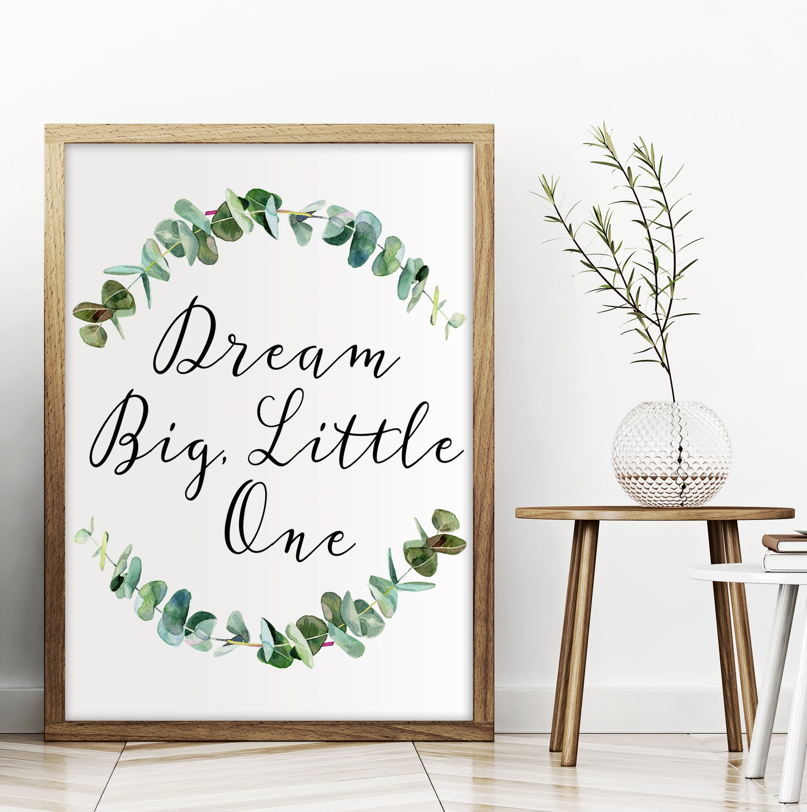 Eucalyptus Print Dream Big Little One Home Poster Gallery - Etsy