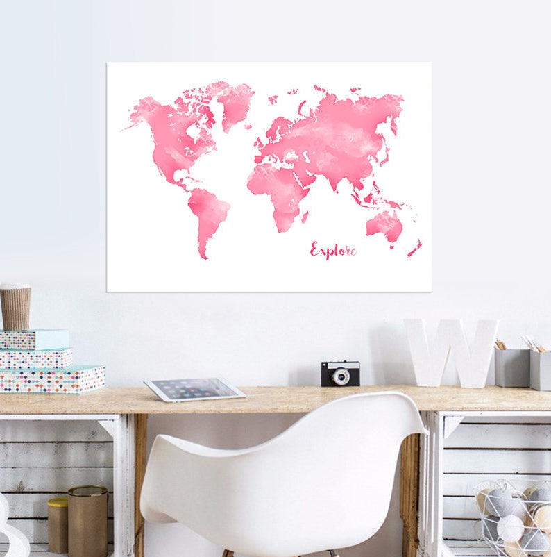 World Map Wall Art World Map Poster World Map Wall Decal - Etsy
