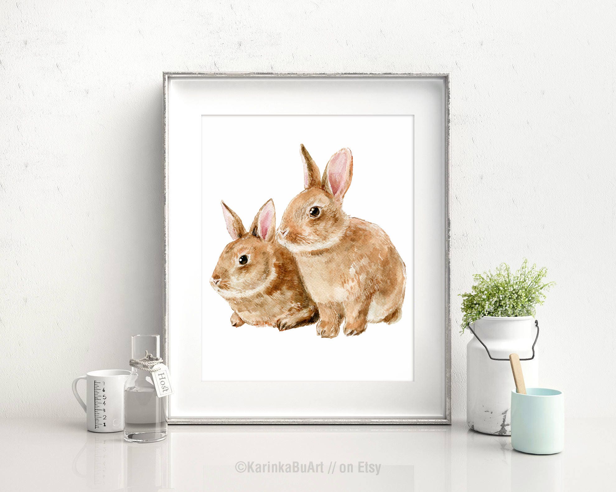 Bunny Rabbit Printable Watercolor Decor Idea Bunny Decor for | Etsy